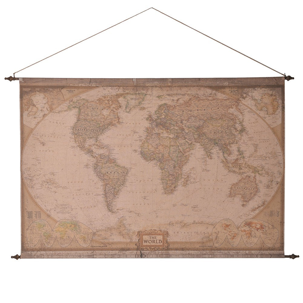 Antique Style World Map Wall Hanging (Collection Only) – Quayside Furniture